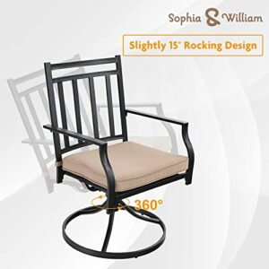 Sophia & William Patio Dining Chairs Set of 2 Swivel Outdoor Dining Metal Chair with Cushion Support 300 lbs for Garden Backyard Bistro Furniture Set