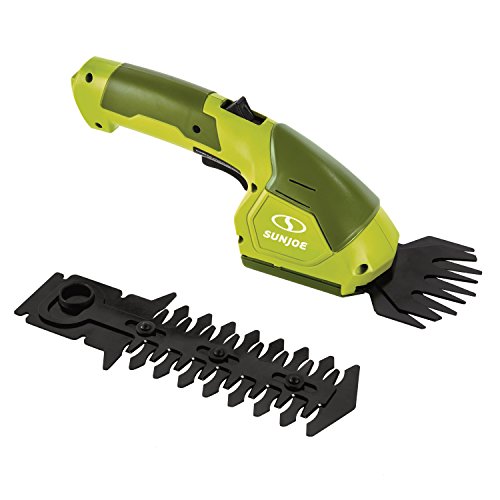 Sun Joe 24V-HT18-LTE 24V 2.0Ah 18-in Cordless Handheld Hedge Trimmer 5/8''& HJ604C 7.2-Volt 2-in-1 1250-RPM Cordless Grass Shear/Shrubber Handheld Trimmer