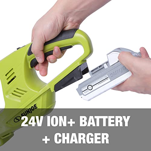 Sun Joe 24V-HT18-LTE 24V 2.0Ah 18-in Cordless Handheld Hedge Trimmer 5/8''& HJ604C 7.2-Volt 2-in-1 1250-RPM Cordless Grass Shear/Shrubber Handheld Trimmer