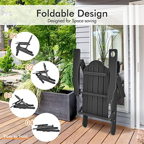 ZHYH 4 Piece Patio Folding Chairs Cup Holder Yard Black