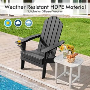 ZHYH 4 Piece Patio Folding Chairs Cup Holder Yard Black