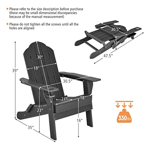 ZHYH 4 Piece Patio Folding Chairs Cup Holder Yard Black