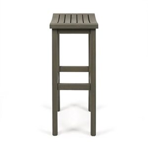 Christopher Knight Home Caribbean Outdoor 30" Acacia Wood Barstools, 4-Pcs Set, Grey Finish