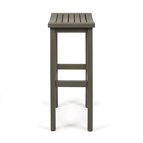 Christopher Knight Home Caribbean Outdoor 30" Acacia Wood Barstools, 4-Pcs Set, Grey Finish