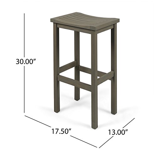 Christopher Knight Home Caribbean Outdoor 30" Acacia Wood Barstools, 4-Pcs Set, Grey Finish