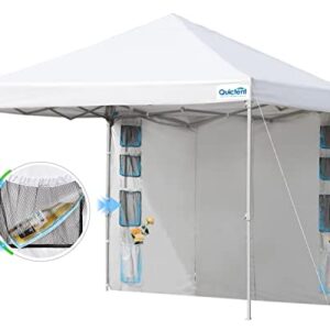 Quictent 10x10 Pop up Canopy with Sidewall, Easy up Canopy Tent Including 1 Sidewall with Pockets, for Camping and Outdoor Events-White