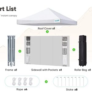 Quictent 10x10 Pop up Canopy with Sidewall, Easy up Canopy Tent Including 1 Sidewall with Pockets, for Camping and Outdoor Events-White