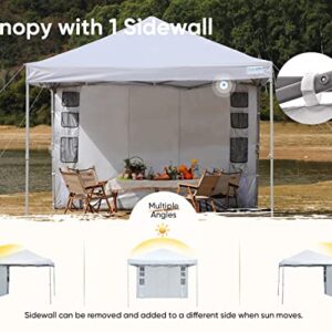 Quictent 10x10 Pop up Canopy with Sidewall, Easy up Canopy Tent Including 1 Sidewall with Pockets, for Camping and Outdoor Events-White