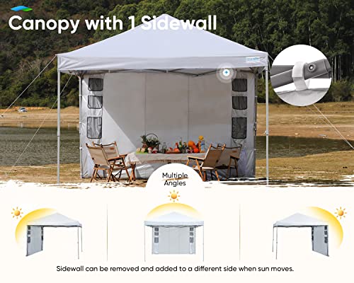 Quictent 10x10 Pop up Canopy with Sidewall, Easy up Canopy Tent Including 1 Sidewall with Pockets, for Camping and Outdoor Events-White