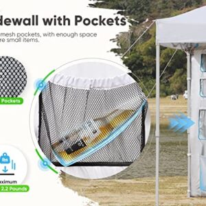 Quictent 10x10 Pop up Canopy with Sidewall, Easy up Canopy Tent Including 1 Sidewall with Pockets, for Camping and Outdoor Events-White