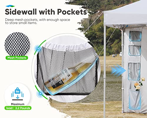 Quictent 10x10 Pop up Canopy with Sidewall, Easy up Canopy Tent Including 1 Sidewall with Pockets, for Camping and Outdoor Events-White