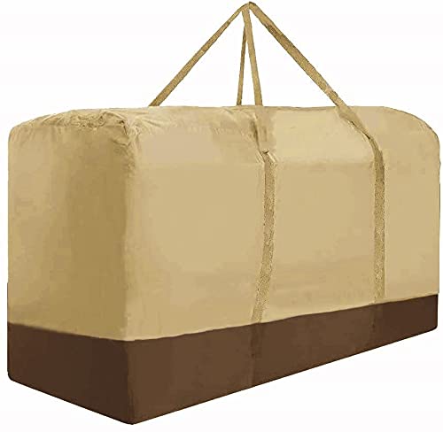 Outdoor Cushion Storage Bag Extra Large 420D Oxford Waterproof Dust Proof Outdoor Zippered Patio Cushion Storage Bag (Beige)