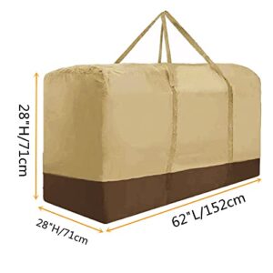 Outdoor Cushion Storage Bag Extra Large 420D Oxford Waterproof Dust Proof Outdoor Zippered Patio Cushion Storage Bag (Beige)