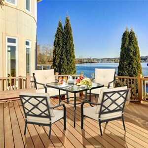 ZHYH 2 Piece Patio Dining Chairs Stackable Removable Cushioned Garden Patio