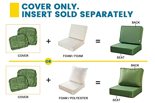 ARTPLAN Outdoor Deep Seat Slipcovers,Patio Seat Back Covers Only 24x24x6 18x24 Olefin,Square Outdoor Cushion Cover, for Patio Funiture,Invisible Green