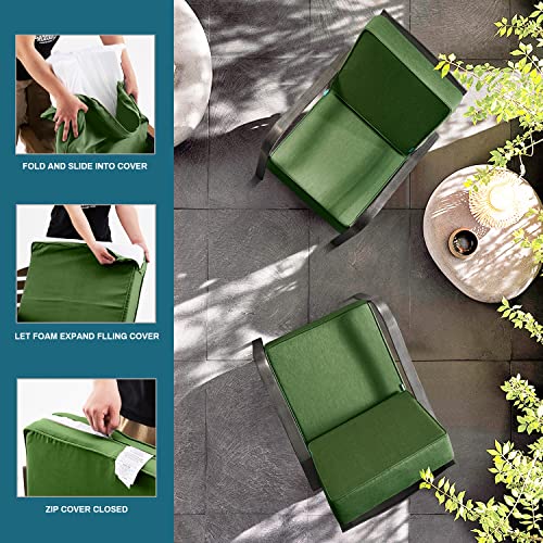 ARTPLAN Outdoor Deep Seat Slipcovers,Patio Seat Back Covers Only 24x24x6 18x24 Olefin,Square Outdoor Cushion Cover, for Patio Funiture,Invisible Green