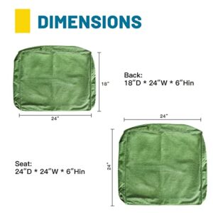 ARTPLAN Outdoor Deep Seat Slipcovers,Patio Seat Back Covers Only 24x24x6 18x24 Olefin,Square Outdoor Cushion Cover, for Patio Funiture,Invisible Green