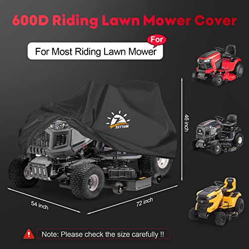 Zettum Riding Lawn Mower Cover - Lawn Tractor Covers Waterproof & Heavy Duty, 600D Outdoor Mower Cover Universal fit with Storage Bag for John Deere, EGO, Toro, Craftsman, Husqvarna, Honda and More