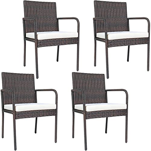 ZHYH 4 Piece Outdoor Patio Dining Chair Cushioned Sofa with Armrests Garden Deck