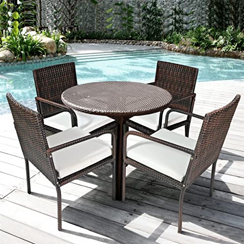 ZHYH 4 Piece Outdoor Patio Dining Chair Cushioned Sofa with Armrests Garden Deck