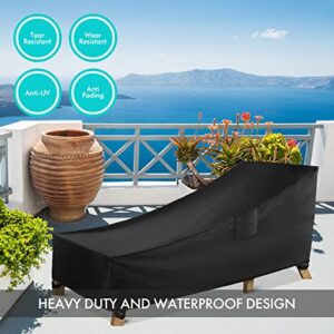 WLEAFJ Patio Chaise Lounge Cover Waterproof, Heavy Duty Outdoor Lounge Chair Covers, Black Durable Patio Furniture Covers, 70L x 32W x 30H inch - 2 Pack