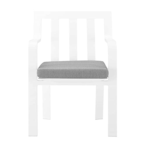 Modway Baxley Stackable Metal Patio Dining Armchair in White and Gray (Set of 2)