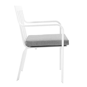 Modway Baxley Stackable Metal Patio Dining Armchair in White and Gray (Set of 2)