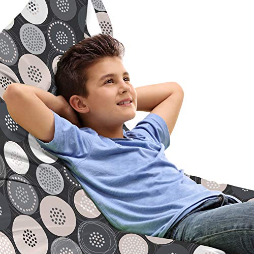 Ambesonne Beige and Grey Lounger Chair Bag, Circular Round Motifs with Polka Dots, High Capacity Storage with Handle Container, Lounger Size, Dimgray Pale Salmon