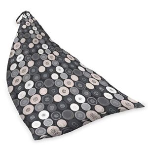 Ambesonne Beige and Grey Lounger Chair Bag, Circular Round Motifs with Polka Dots, High Capacity Storage with Handle Container, Lounger Size, Dimgray Pale Salmon