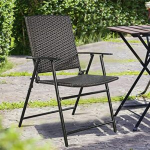 ZHYH 4 Piece Brown Folding Chair Furniture Outdoor Indoor Camping Garden Pool