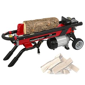 powersmart log splitter electric, 6-ton hydraulic log splitter, 15 amp electric log splitter, electric wood splitter, horizontal full beam with steel wedge for firewood splitter kindling splitter