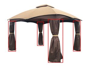 apex garden 4 poles brown corner curtain set for lowe’s 10′ x 12′ gazebo model #gf-12s004bto / gf-12s004b-1 (corner curtains only) (dark brown)