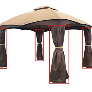 APEX GARDEN 4 Poles Brown Corner Curtain Set for Lowe's 10' x 12' Gazebo Model #GF-12S004BTO / GF-12S004B-1 (Corner Curtains Only) (Dark Brown)