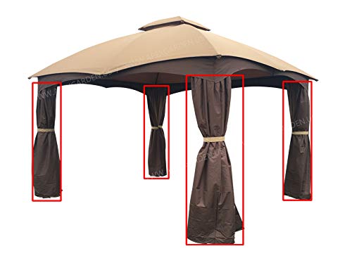 APEX GARDEN 4 Poles Brown Corner Curtain Set for Lowe's 10' x 12' Gazebo Model #GF-12S004BTO / GF-12S004B-1 (Corner Curtains Only) (Dark Brown)