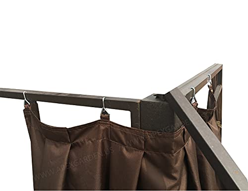 APEX GARDEN 4 Poles Brown Corner Curtain Set for Lowe's 10' x 12' Gazebo Model #GF-12S004BTO / GF-12S004B-1 (Corner Curtains Only) (Dark Brown)