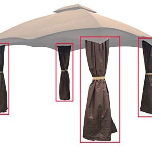 APEX GARDEN 4 Poles Brown Corner Curtain Set for Lowe's 10' x 12' Gazebo Model #GF-12S004BTO / GF-12S004B-1 (Corner Curtains Only) (Dark Brown)