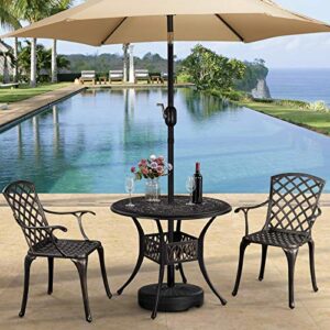 Topeakmart Outdoor Patio Dining Chairs, Set of 2 Aluminum Metal Arm Chairs Bistro Chair Set for Backyard, Pool, Garden, Porch - Bronze