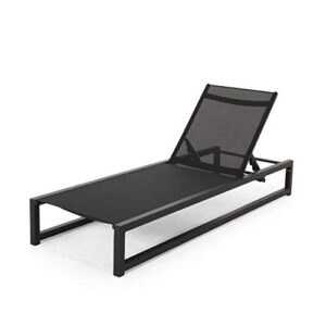 christopher knight home vivian outdoor aluminum chaise lounge with mesh seating, black