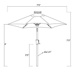 C-Hopetree 7.5 ft Outdoor Patio Market Table Umbrella with Solar LED Lights and Tilt, Aqua Blue