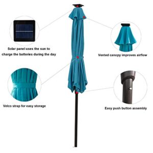 C-Hopetree 7.5 ft Outdoor Patio Market Table Umbrella with Solar LED Lights and Tilt, Aqua Blue