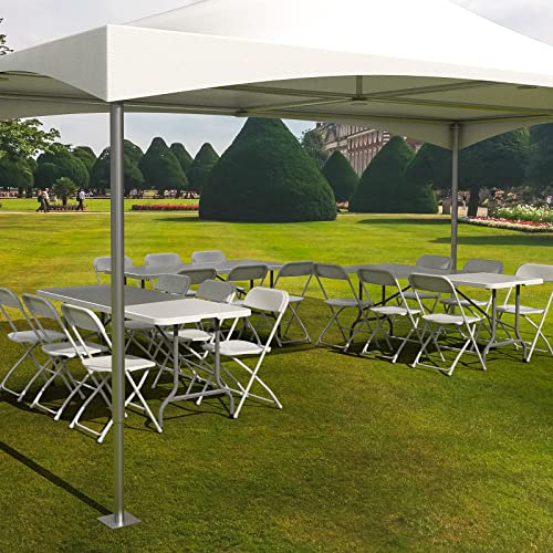 VINGLI 6 FT Plastic Folding Table Set with 8 White Folding Chairs for Picnic, Event, Training, Outdoor Activities, at Home and Commercial Use