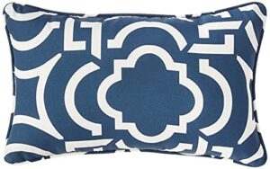 pillow perfect outdoor/indoor carmody navy lumbar pillows, 2 count (pack of 1), blue