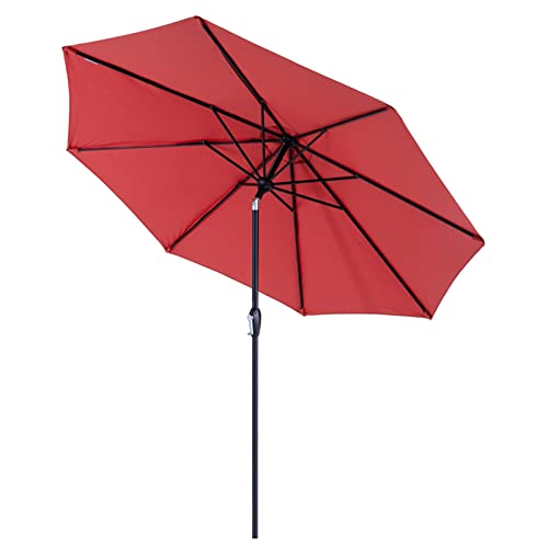 Tempera 9' Outdoor Market Patio Table Umbrella with Push Button Tilt and Crank,Large Sun Umbrella with Sturdy Pole&Fade resistant canopy,Easy to set,Rust Red