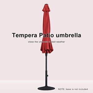 Tempera 9' Outdoor Market Patio Table Umbrella with Push Button Tilt and Crank,Large Sun Umbrella with Sturdy Pole&Fade resistant canopy,Easy to set,Rust Red