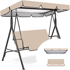 bturyt patio swing canopy waterproof top cover set, swing canopy replacement cover and swing chair cover for patio garden swing outdoor(top cover + chair cover)