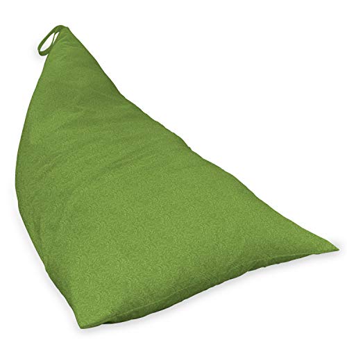 Lunarable Green Lounger Chair Bag, Pattern with Hand Drawn Leaves Grassland Growth Ecology Vegetation, High Capacity Storage with Handle Container, Lounger Size, Lime Green Yellow