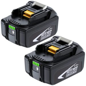 2 packs replace for makita 18v battery 6.0ah, replacement makita 18 volt bl1860b batteries bl1820b 1830b 1840b 1850b, compatible with makita 18v tools, fit with original makita 18v battery charger