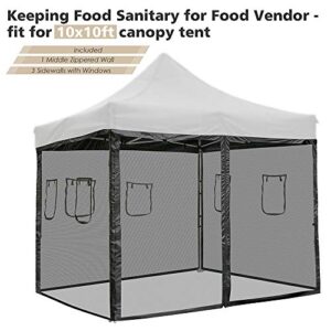 Yescom EZ Pop Up Canopy Mesh Sidewall with Window for 10ft Commercial Party Tent Vendor Food Shelter, 4pcs Sidewall Only