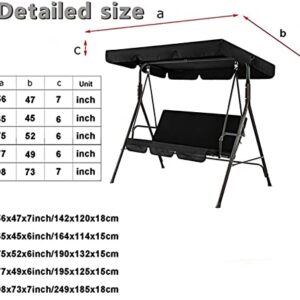 BTURYT Outdoor Porch Swing Canopy Waterproof Top Cover Set, Swing Canopy Replacement, Windproof Waterproof Anti-Uv Top Cover Swing Seat Cushion Cover(top Cover + Chair Cover)