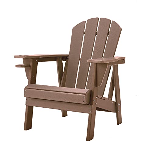 Restcozi Adirondack Chairs, HDPE All-Weather Adirondack Chair, Fire Pit Chairs (Traditional, Teak)